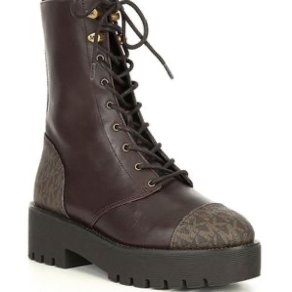 MICHAEL Michael Kors | Shoes | Bryce Leather And Logo Platform Combat ...